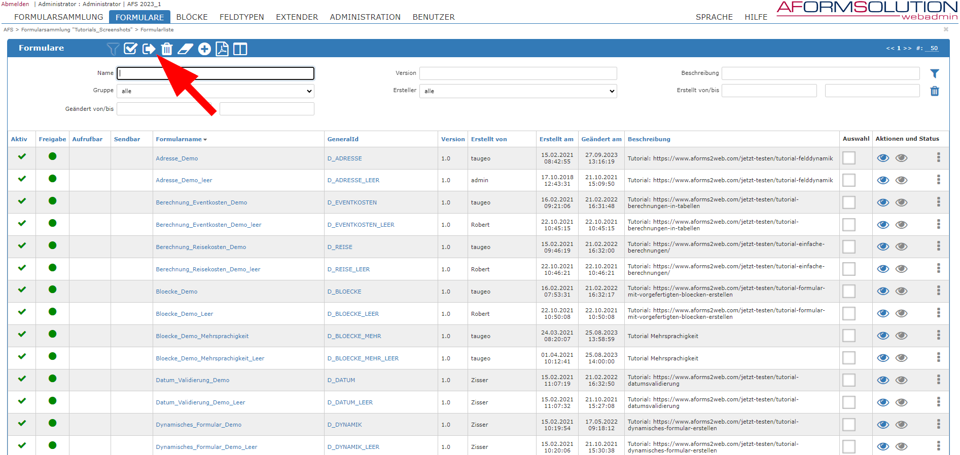 Felddynamik erstellen - aforms
